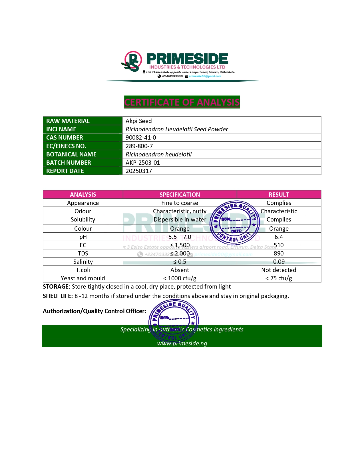 AKPI SEED – PRIMESIDE INDUSTRIES & TECHNOLOGIES